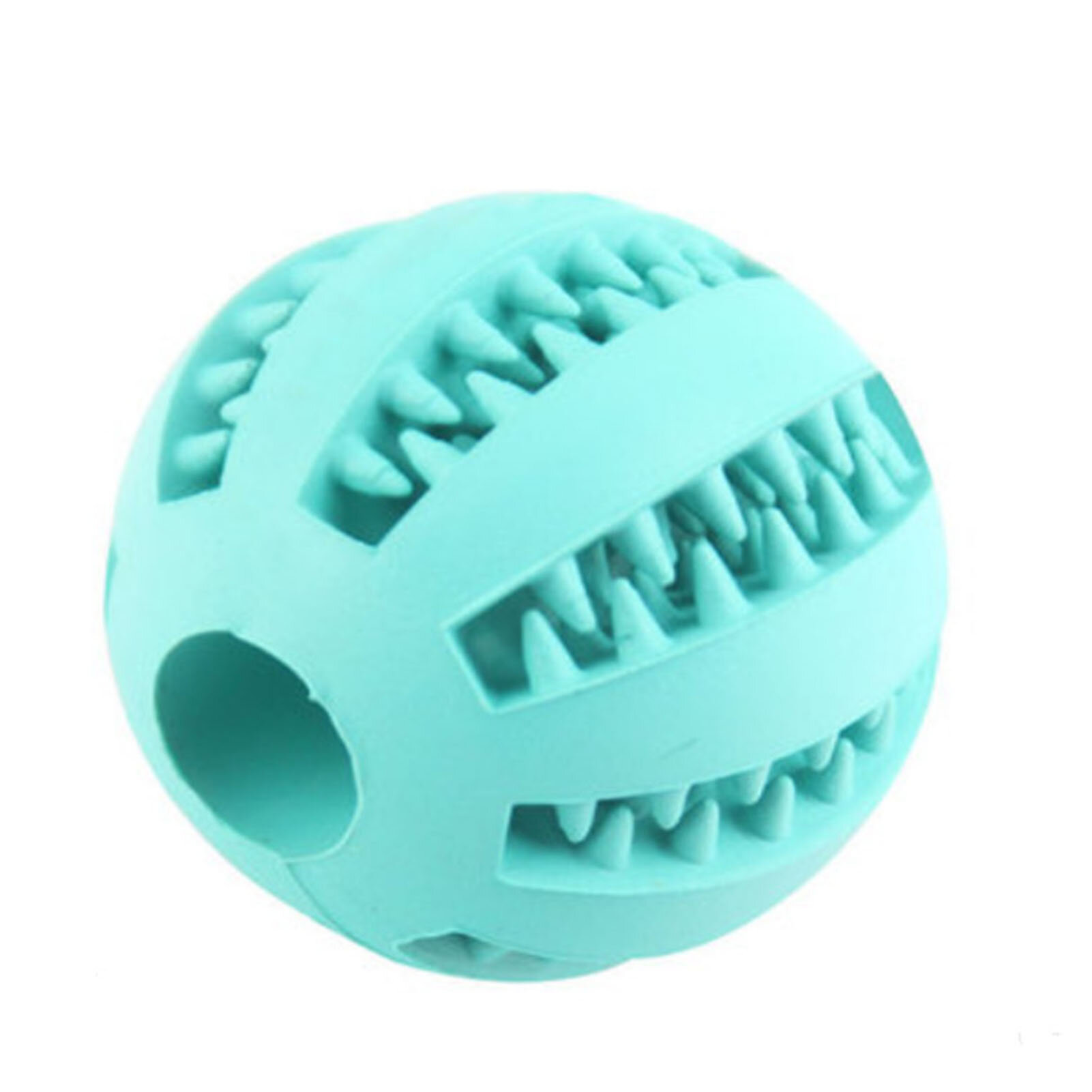 Dog Treat Toy Ball Natural Rubber Teething Chewing Food Dispensing Bite Resistant Interactive Puzzle Toys Light Blue M