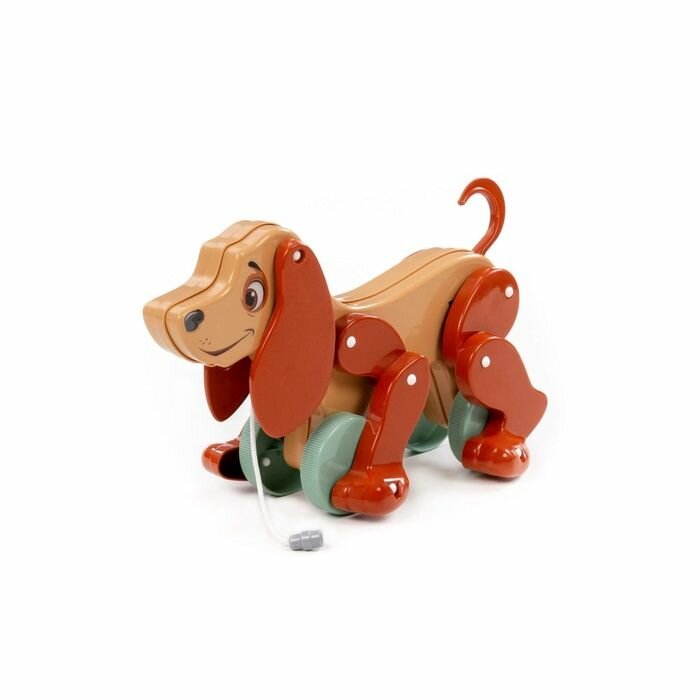 Каталка Полесье "Собака Боби" на верёвочке, бежево-коричневый, в пакете