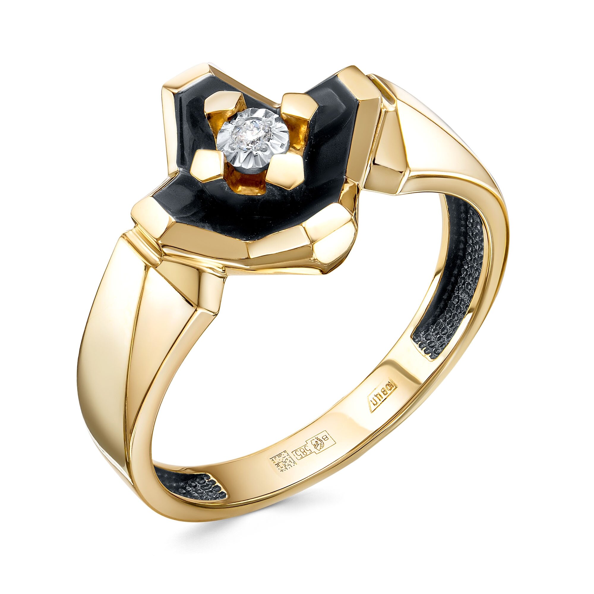 Кольцо, желтое золото, 585 проба, бриллиант