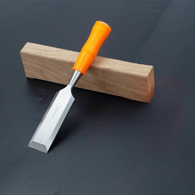 Стамеска Jiuling, плоская, с полукруглым профилем, деревянная рукоять, оранжевая, 24 мм