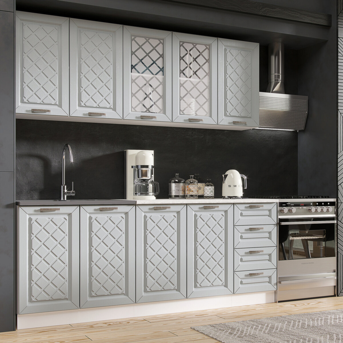 Кухонный гарнитур, кухня, готовый комплект Агава 1,8 метра Антрацит со столешницей под врезную мойку.