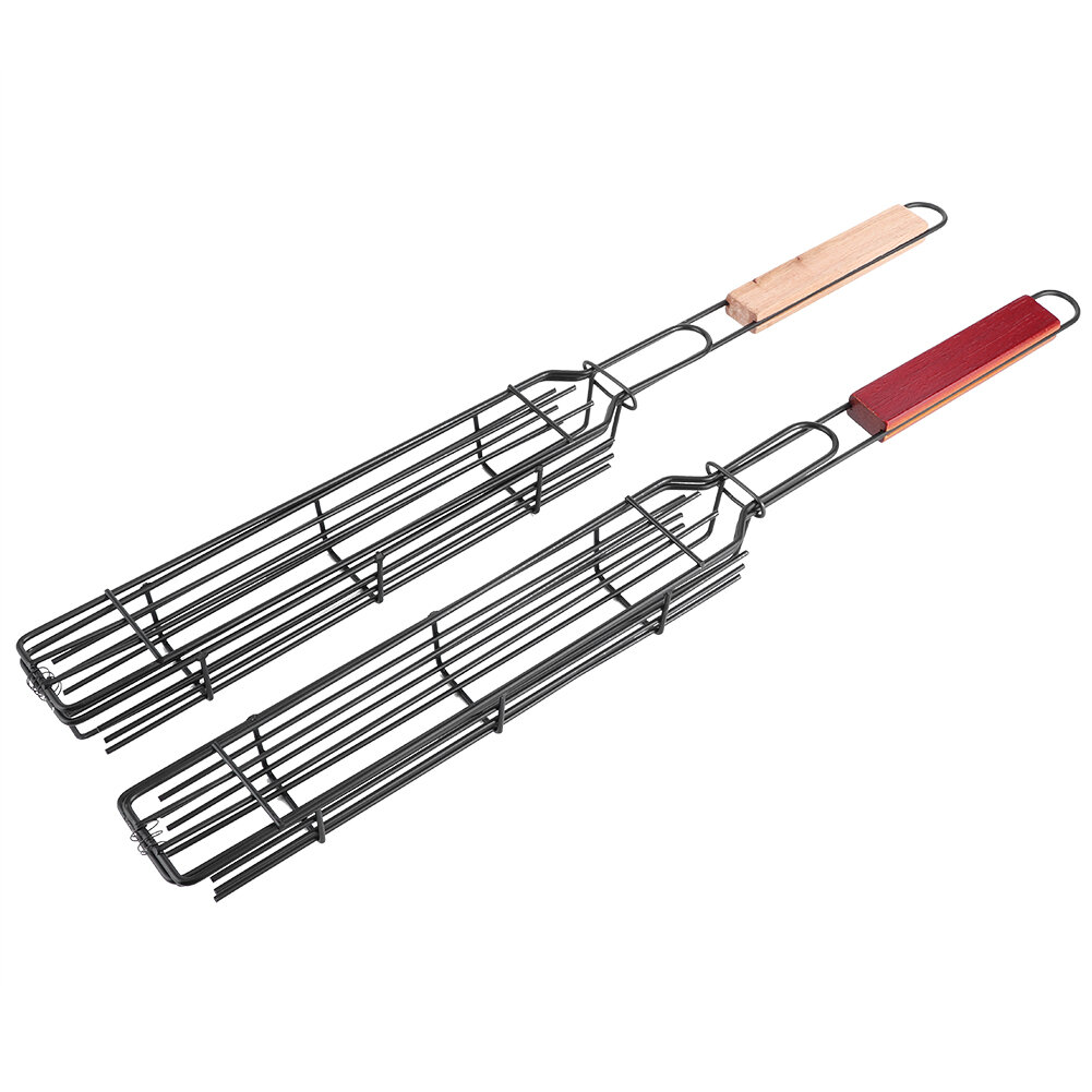 2pcs Портативный барбекю для барбекю для хот -догов. Гриль для гриля из нержавеющей стали.