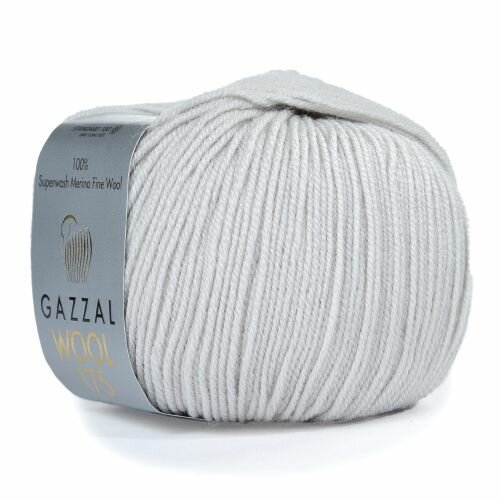Пряжа Gazzal Wool 175 цвет 301 серебро (50г/175м, упаковка 5 мотков)