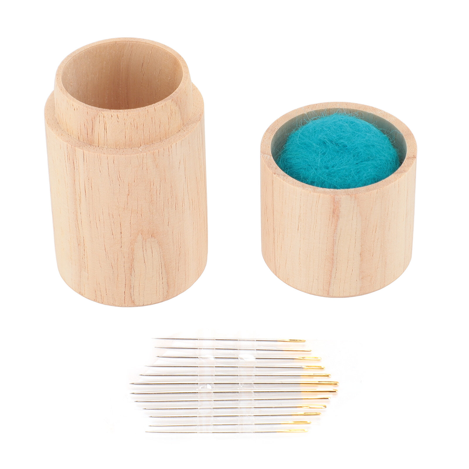 Игольница деревянная, держатель для швейных игл, большая вместимость, многофункциональная, портативная, с иглами для вышивания, сине-зеленого цвета