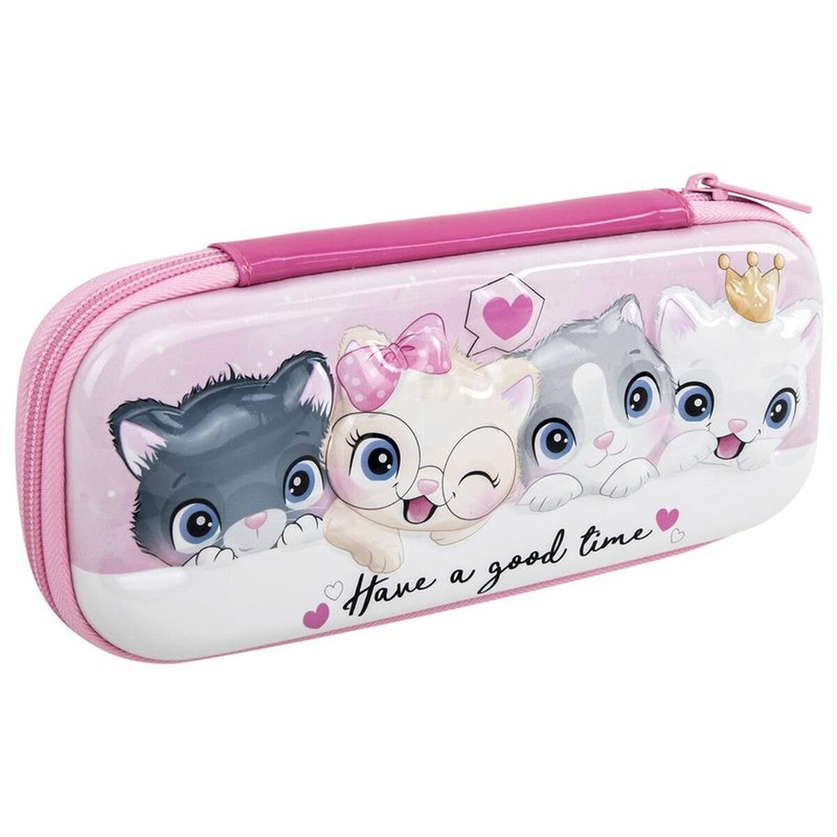 Пенал школьный 1 отделение, 1 откидная планка, EVA 3D, 22х10х5см, "Cats" (270700), 24шт.
