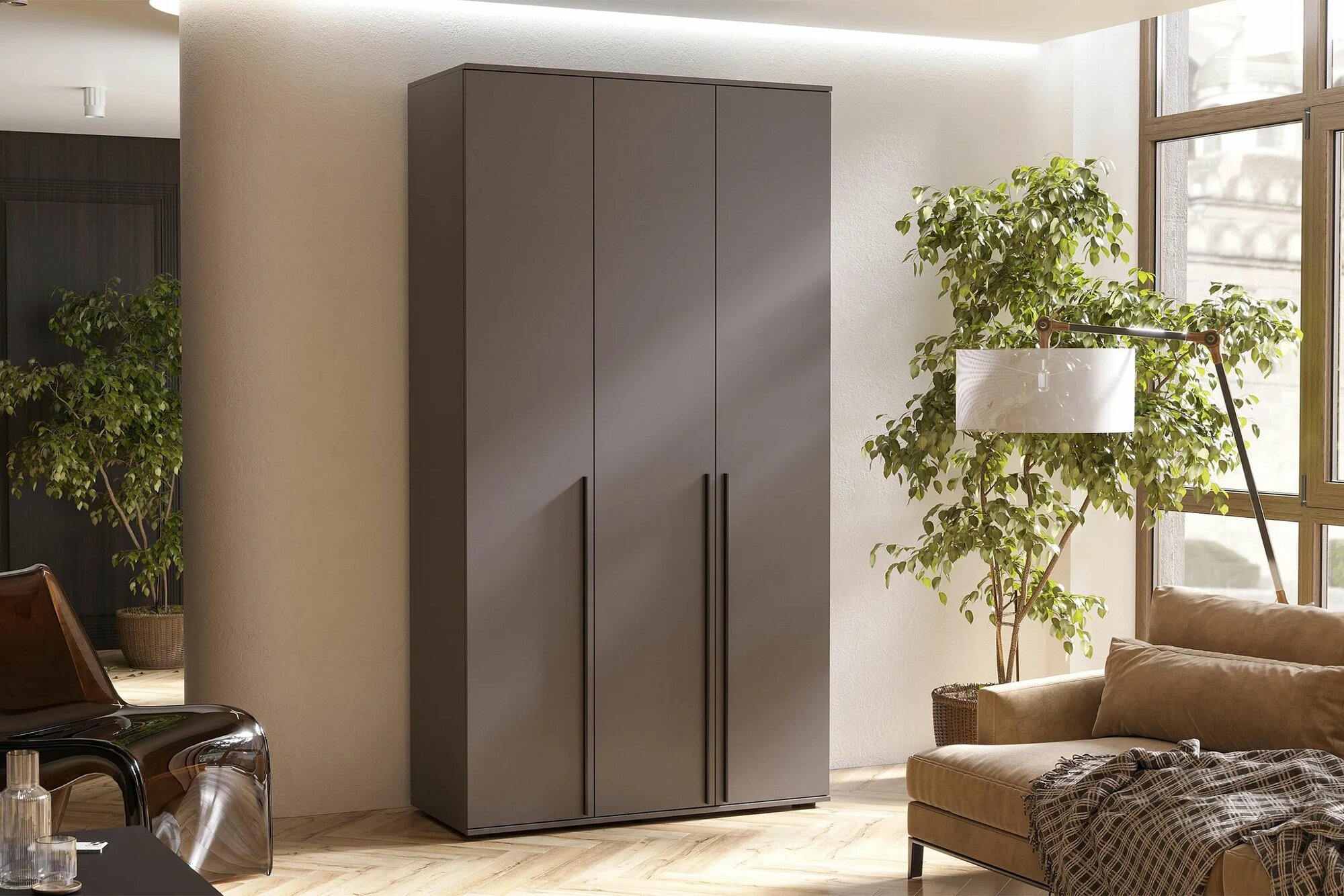 Шкаф 3-х створчатый "Форд" цвет графит, размер 120х51х223.6см