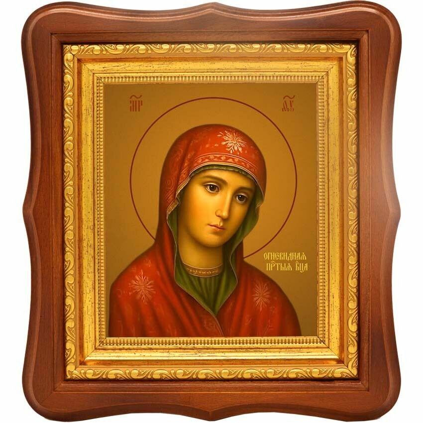 Икона Божией Матери "Огневидная". (15 х 18 см) В киоте под стеклом