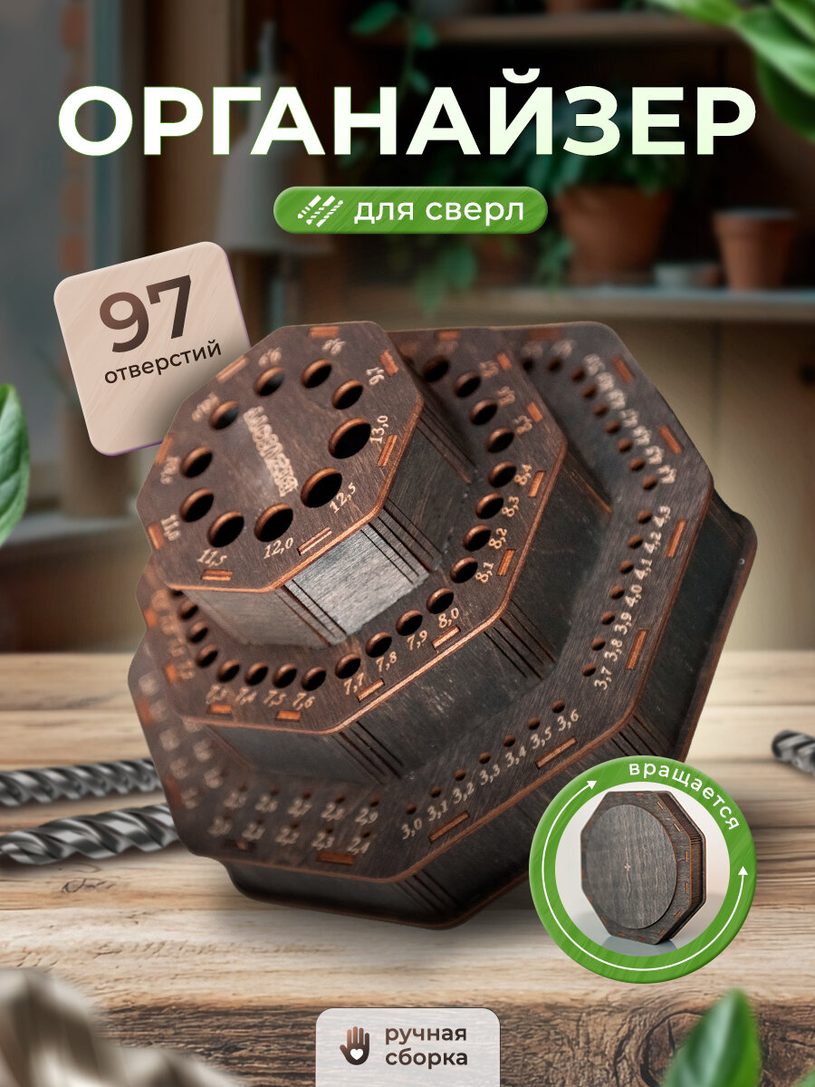 Подставка под сверла Bezusoff вращающаяся от 1 мм до 13 мм на 97 сверл