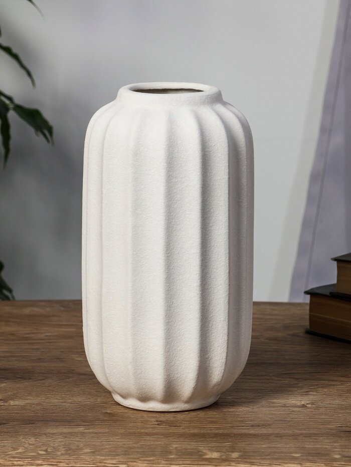 Ваза «Абиджил», бочка линии, 24.5×12 см, d=7 см, керамика, белая