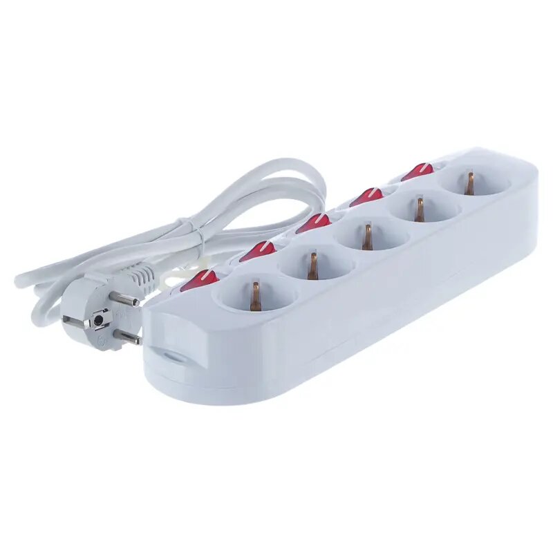Удлинитель бытовой Старт 5 розеток с заземлением 3x1 мм 1.5 м 3500 Вт цвет белый