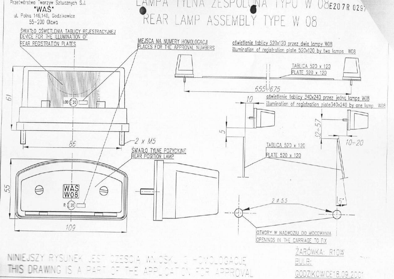 Фонарь подсветки номера красный корпус MB/Scania/Schmitz/Volvo 25zW08 (WAS)