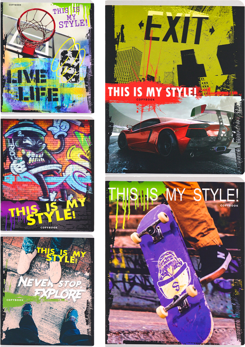 Тетрадь Проф-Пресс Т48-3608, A5, клеточная, 48 л, 5 дизайнов, 5 шт.