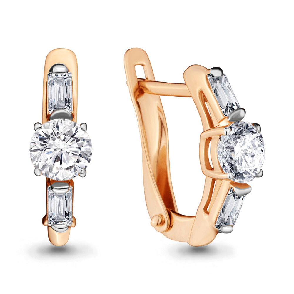 Серьги золото, 585 проба, кристаллы Swarovski