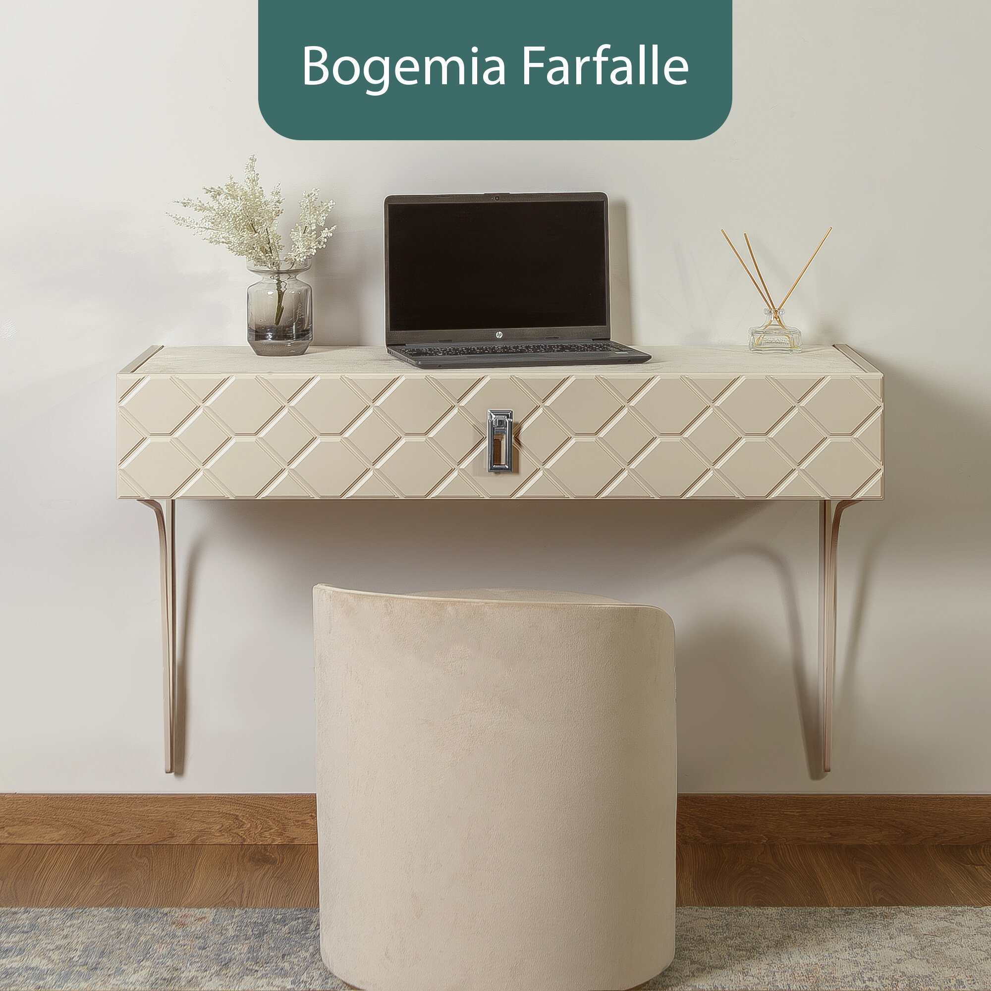 Стол туалетный (консоль) Bogemia Farfalle Слоновая кость/серебро