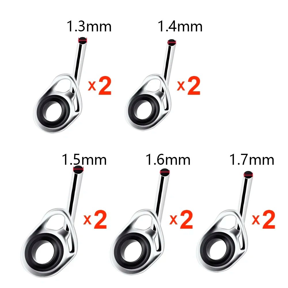 Комплект для ремонта удочек Stainless Steel + Ceramic Rim 0,9-2,2 мм 10pc1.3mm-1.7mm