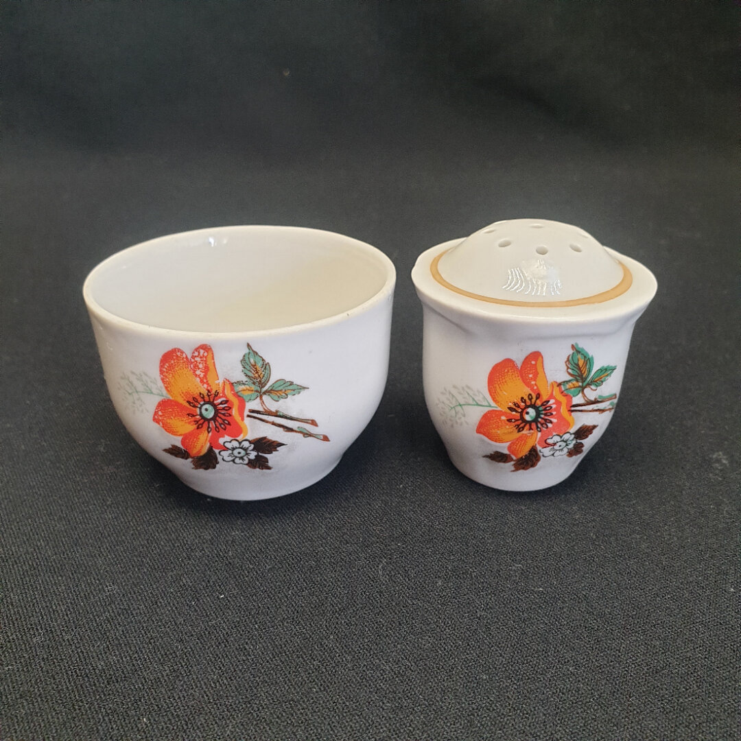 Набор для специй, Дулево, фарфор, деколь, люстр. Винтаж, СССР.