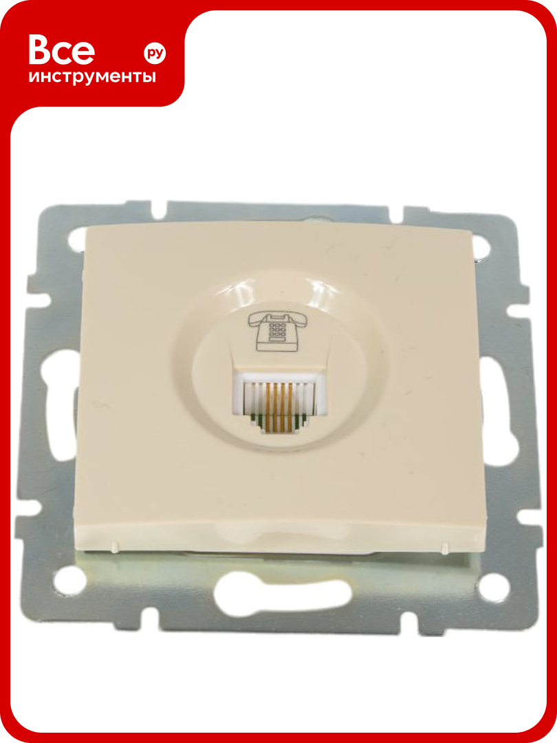 Телефонная розетка LEZARD KARINA, евро, кремовая, RJ11, встраиваемая, 1 гнездо, IP20, без крышки,