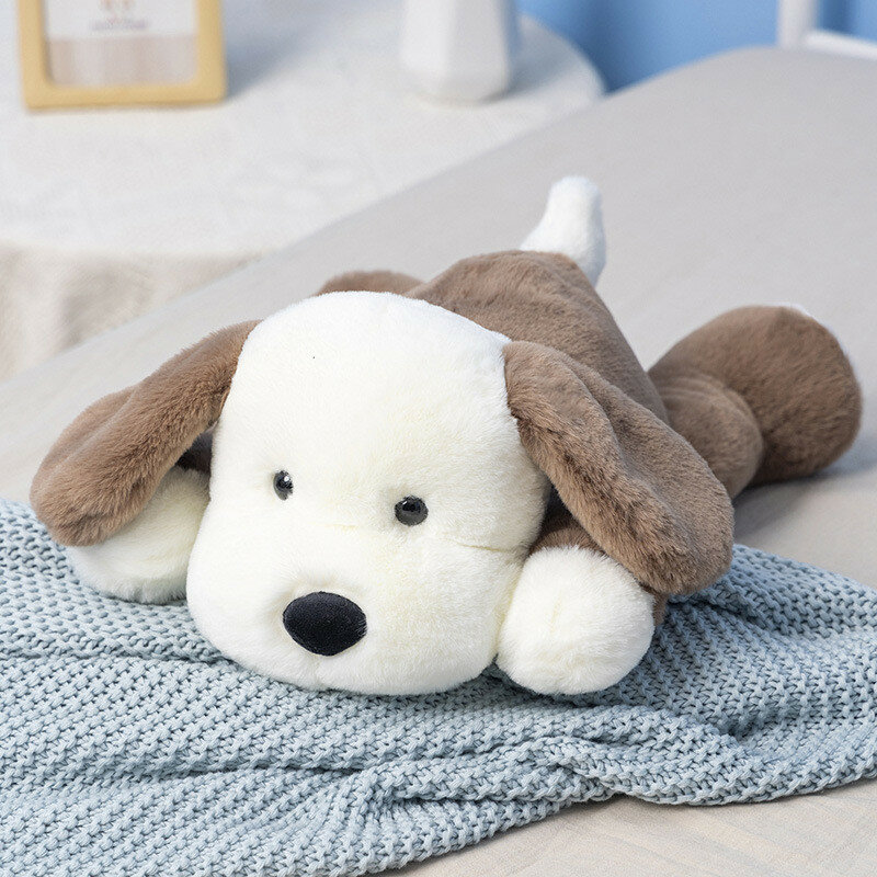 And endearing long-haired brown dog plush toy fluffy stuffed animal for cuddling