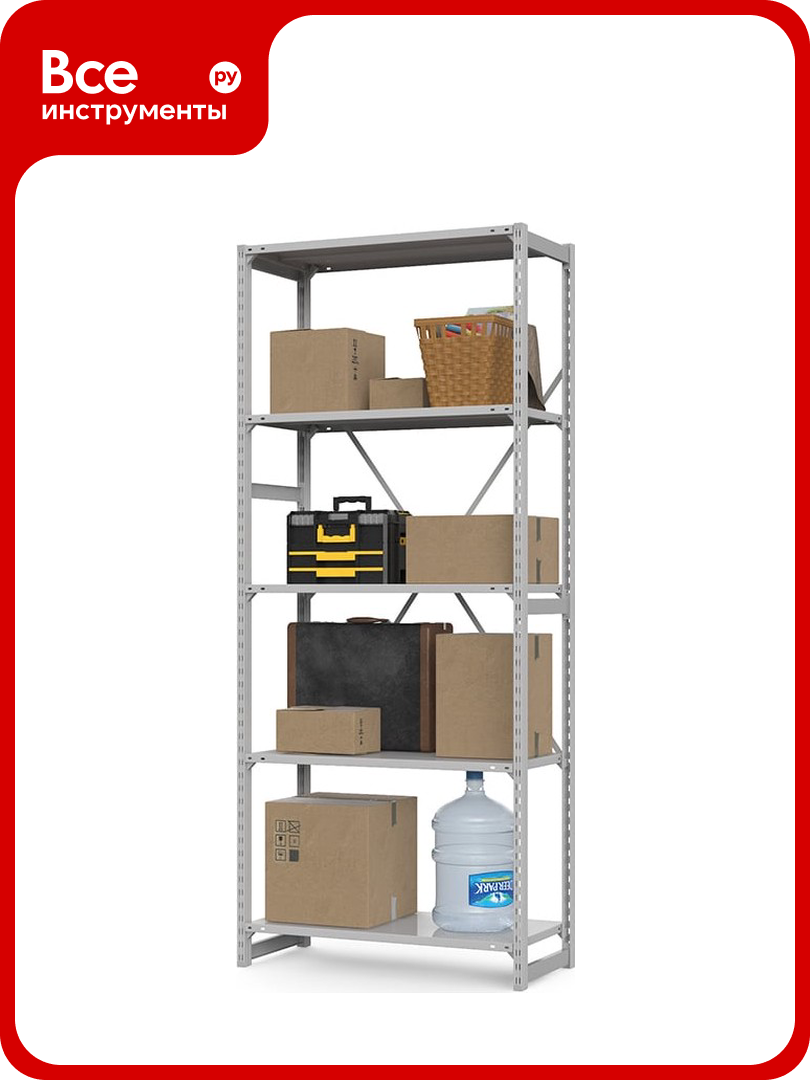 Стеллаж ГТС Универсал 2500x1060x500 мм, 5 полок 99-251150501С, серый, 44 мм