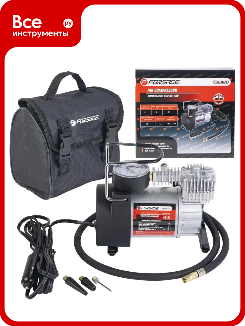 Поршневой автомобильный компрессор 12V Forsage F-20141175, 35 л, прочной