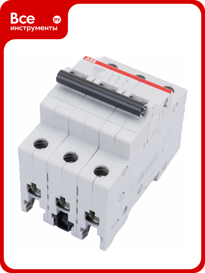 Автоматический, ABB, выключатель ABB sh203 3-полюсной, c50 2CDS213001R0504
