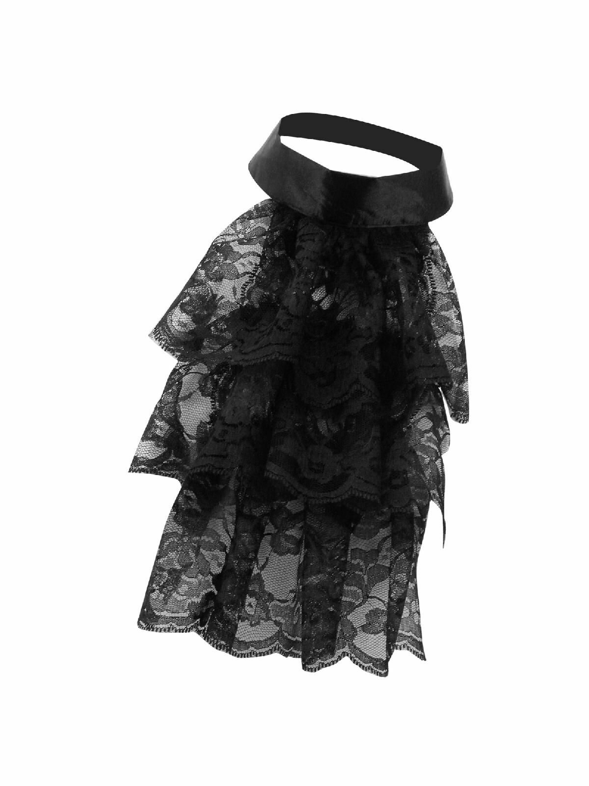 Многослойный кружевной жабо-воротник, Кружево черное