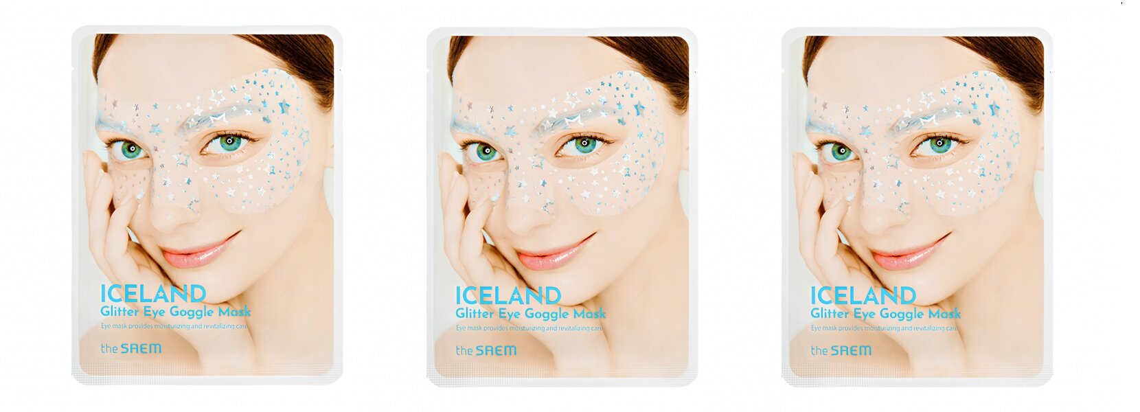Маска Sung bo Cleamy Iceland Glitter Eye Goggle Mask, тканевая, для глаз, 10 гр, 3 шт