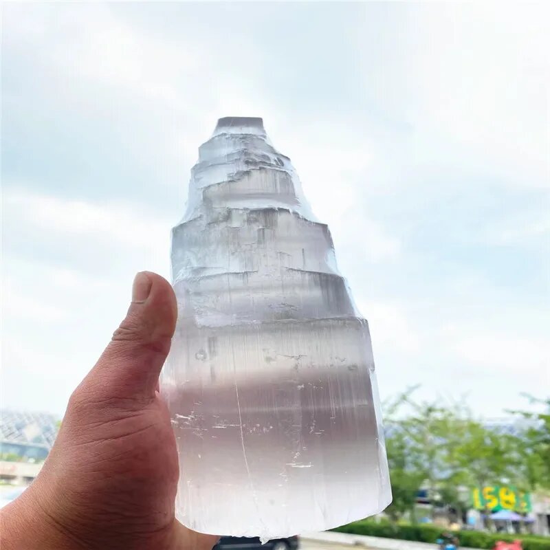 Натуральный белый селенит, хрустальная башня, 5-20 см, WEI HONG, 20cm