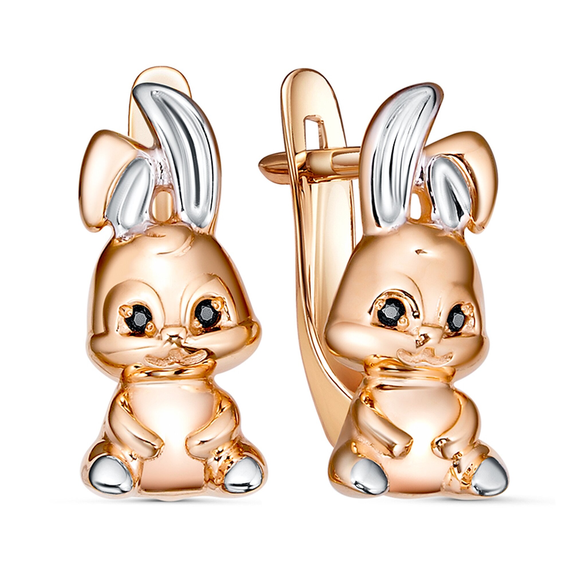 Серьги, красное золото, 585 проба, фианит