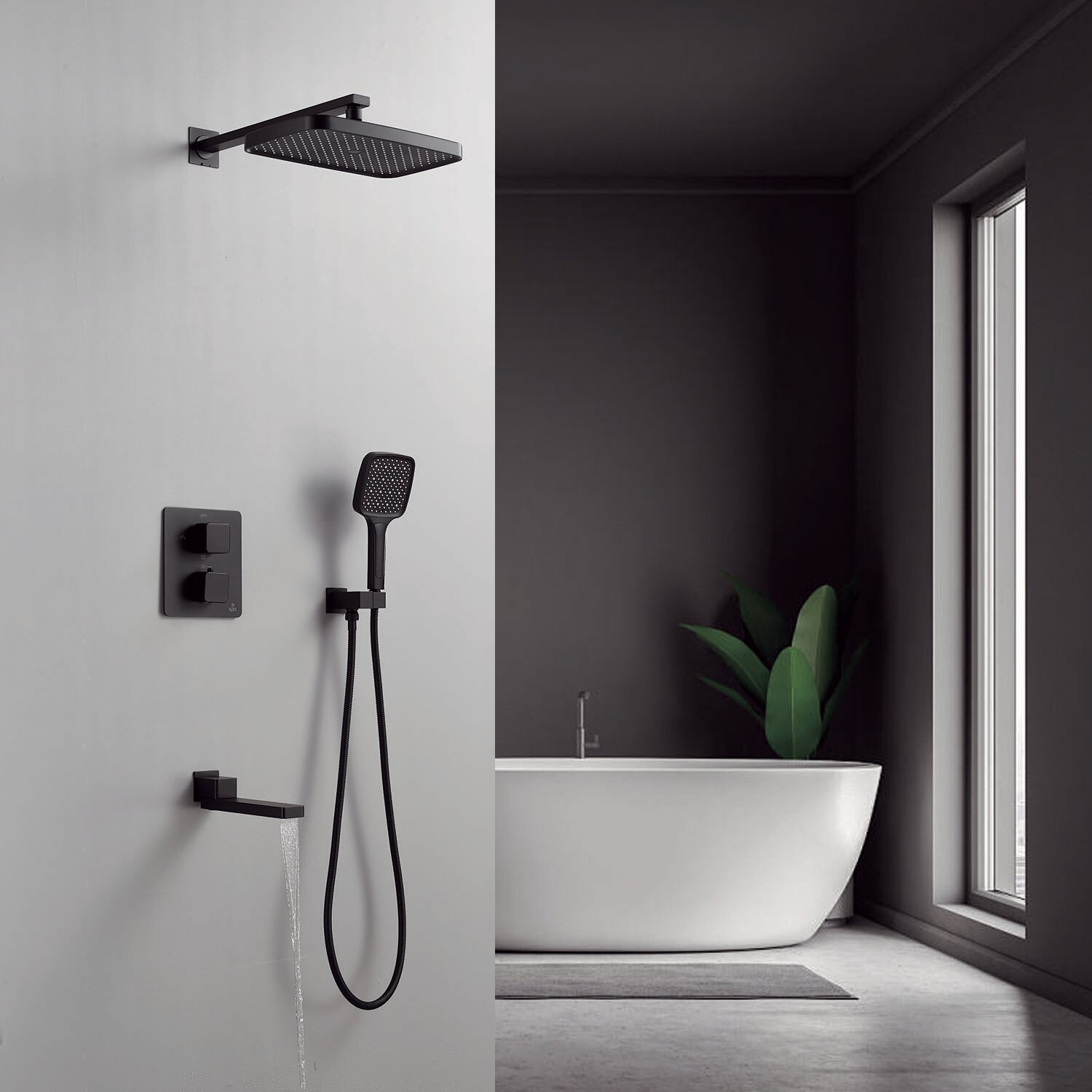 Встраиваемая душевая система для душа Rose, черная