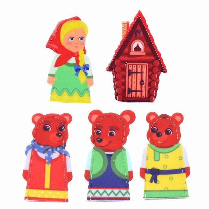 Пальчиковый театр liplip "Три медведя", из фетра, разноцветные, 5 шт