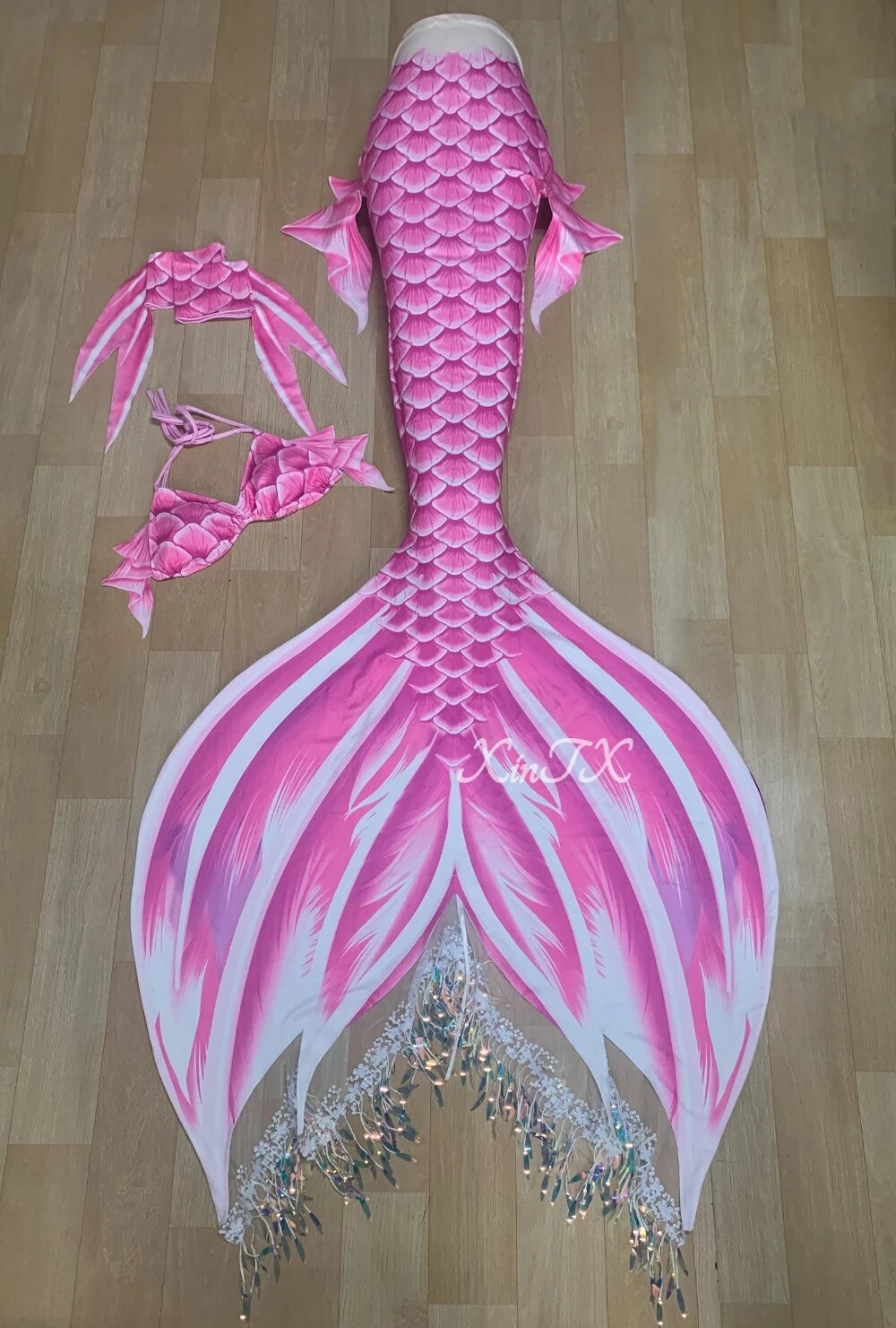 Костюм русалки XinTX для взрослых Розовый, L, Tail and top