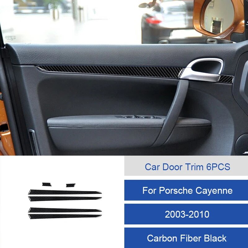 Для Porsche Cayenne 2003, 2004, 2005, 2006, 2007, 2008, 2009, 2010, мягкая наклейка на дверные полосы из углеродного волокна/ПВХ