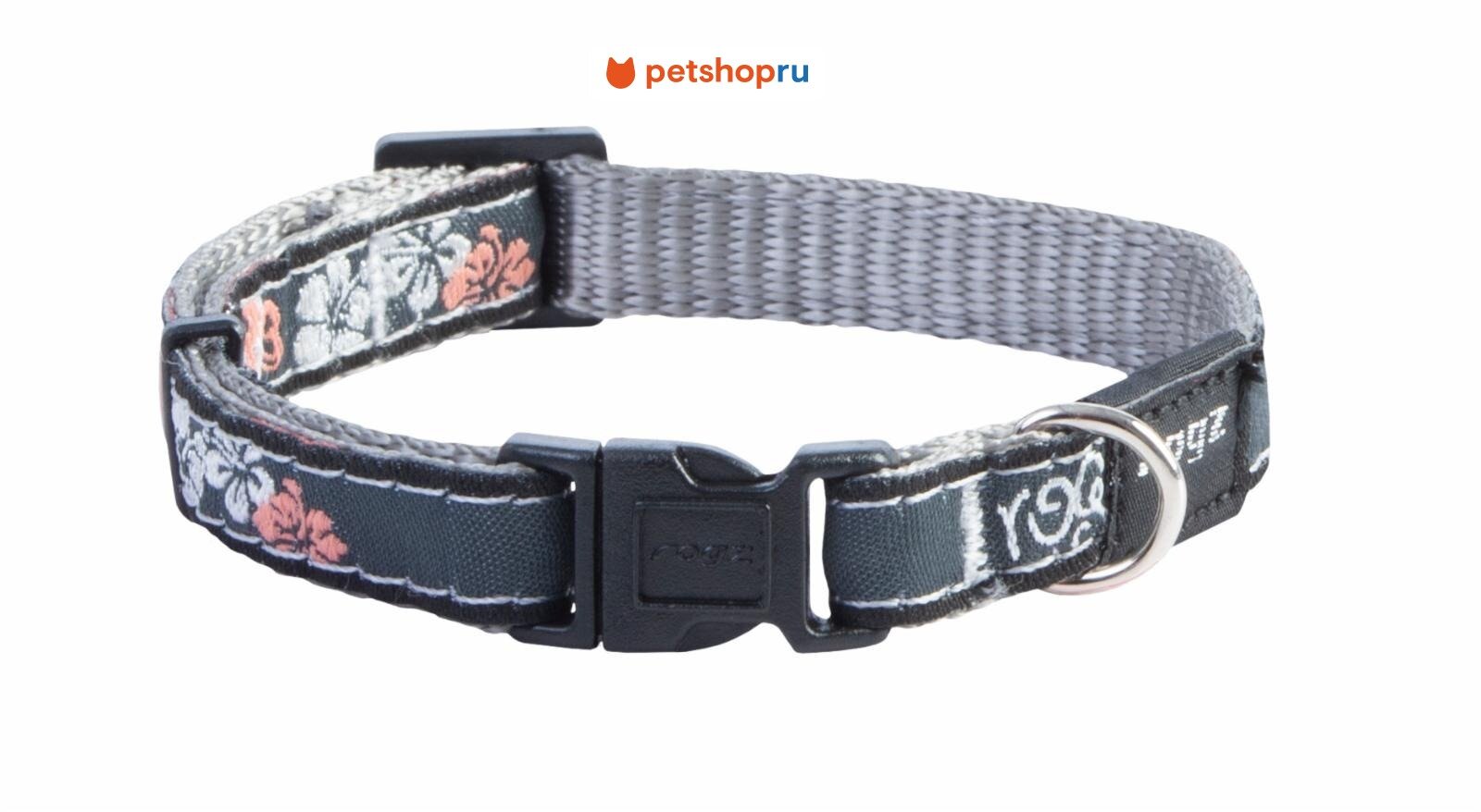 Rogz Ошейник серия "Fancy dress", размер M (26-40 см), ширина 1,6 см, "Коралловый остров" (SIDE RELEASE COLLAR)