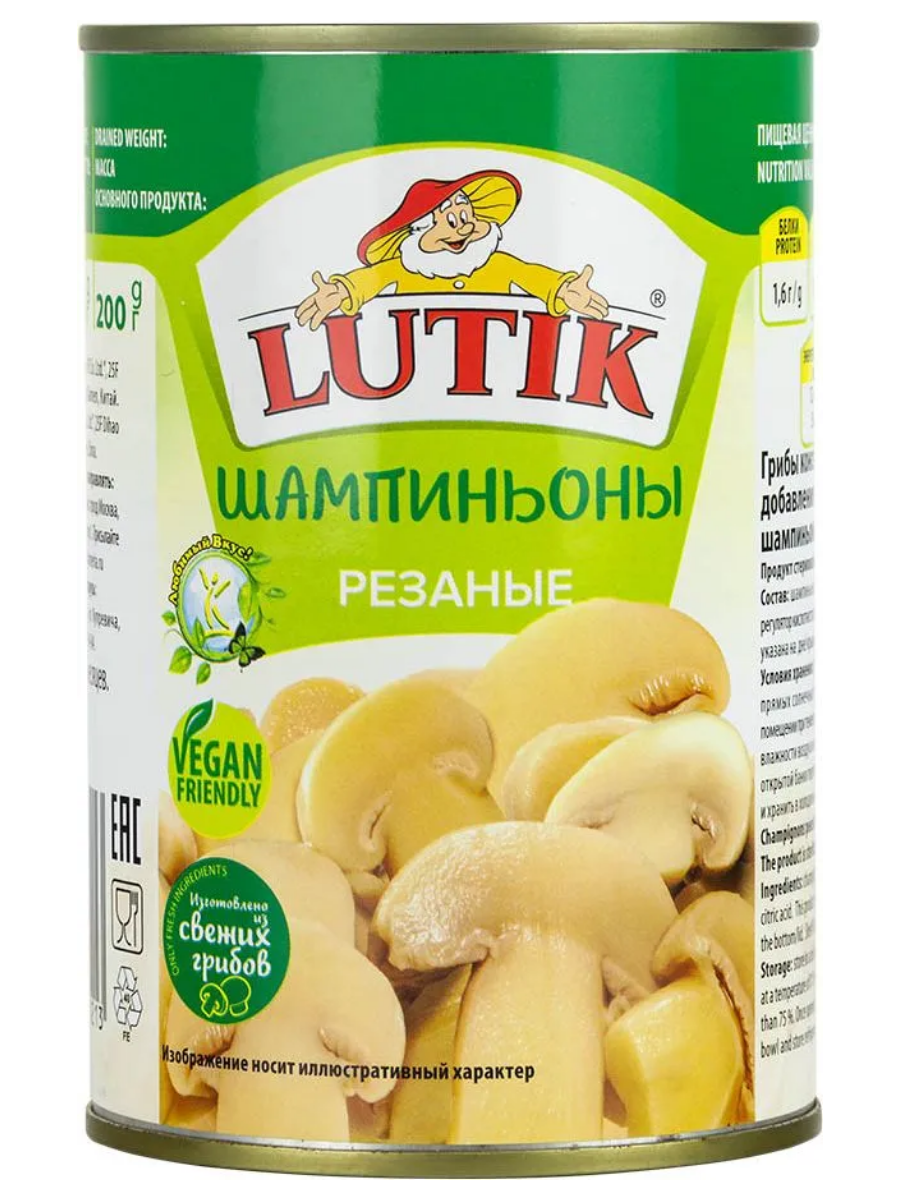 Шампиньоны Lutik резаные, консервированные 425 мл
