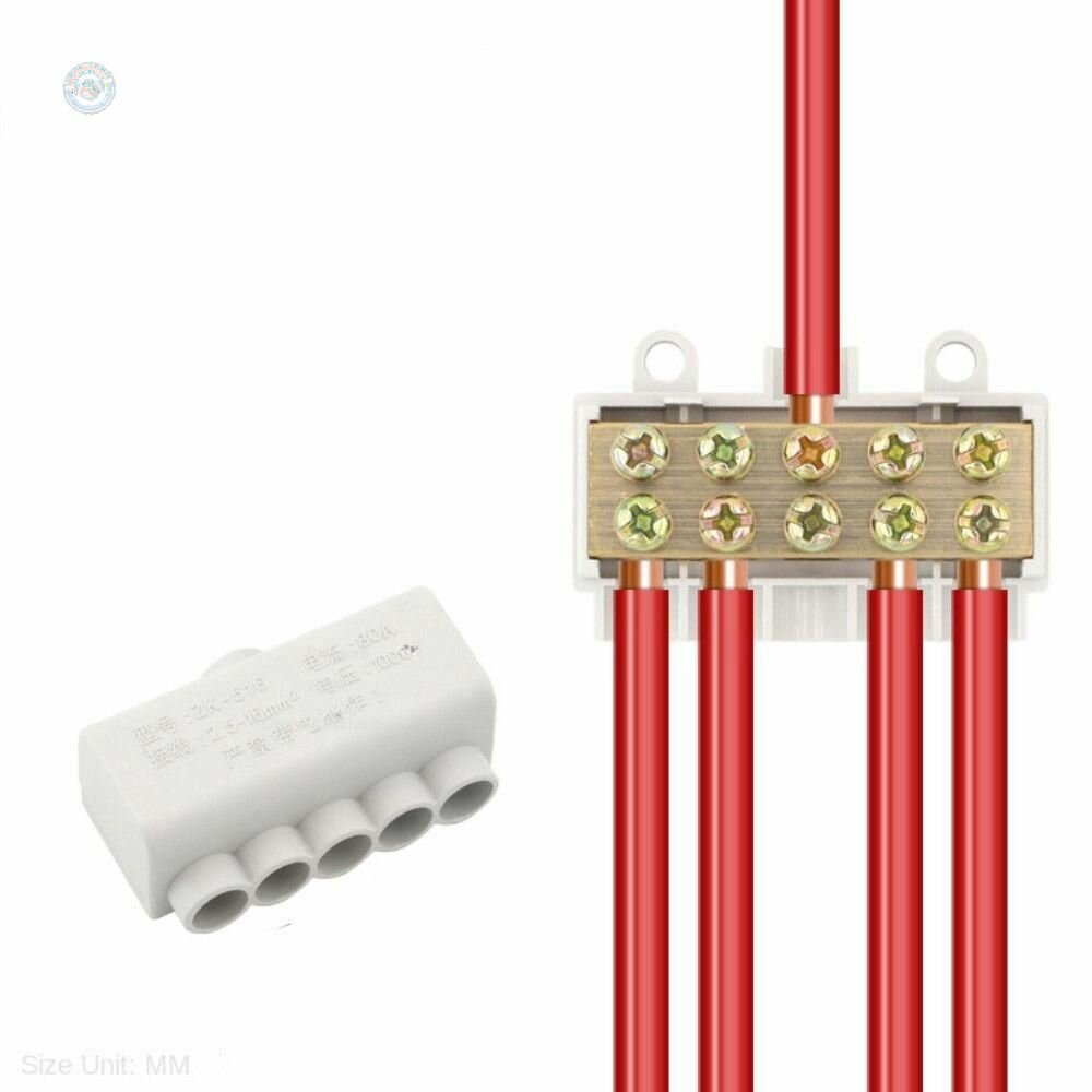 Т-образный клеммный сплиттер для распределения проводки, 40 А, 400 В, фиксация винтами, комплект 1 шт
