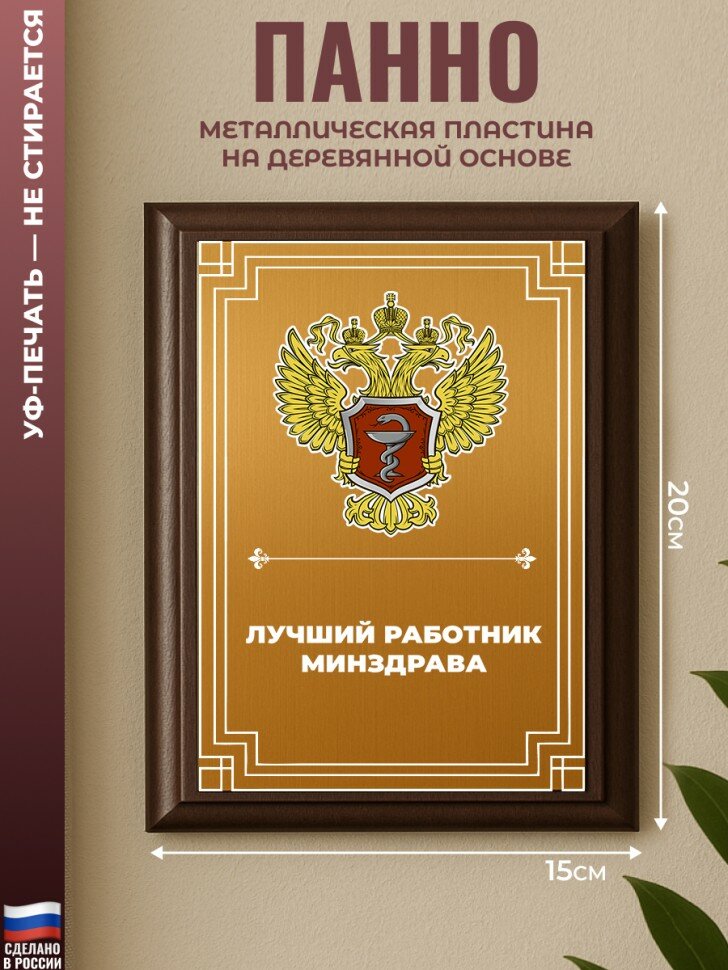Настенный диплом "Лучший работник минздрава" Минздрав