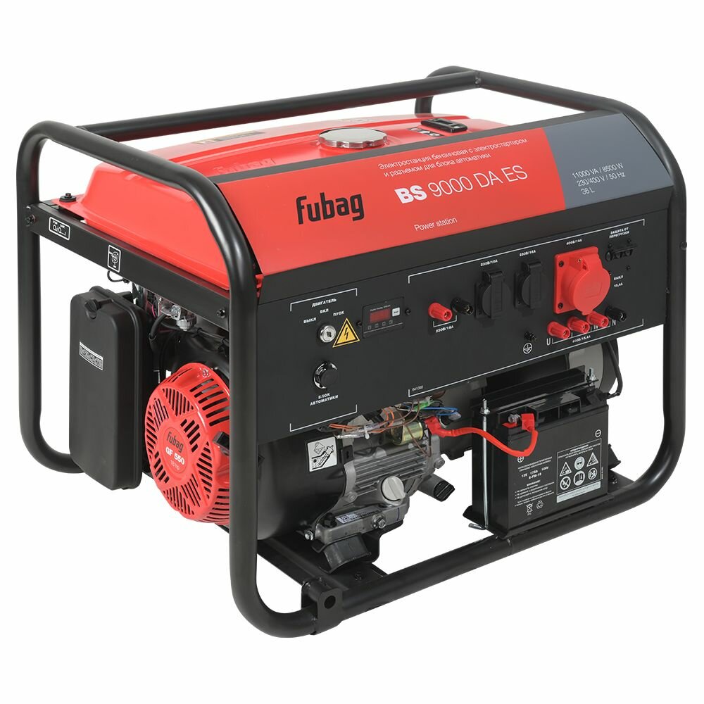 Генератор бензиновый FUBAG BS 9000 DA ES Максимальная мощность - 11 кВА Номинальная мощность - 8,5 кВт Выходное напряжение - 220 В, 380 В