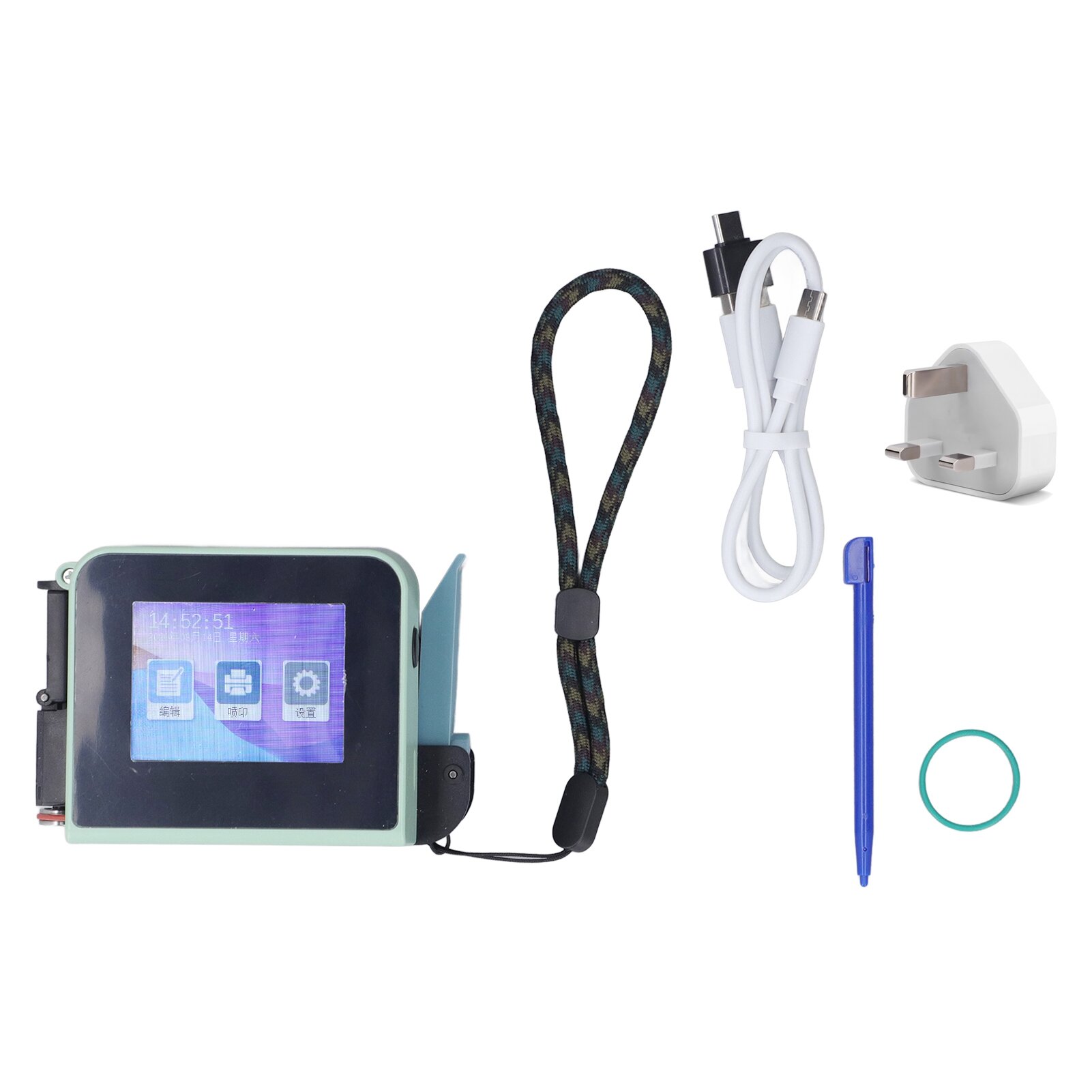 Ручной струйный принтер, сенсорный LED, 2D код, вилка UK, 100-240V