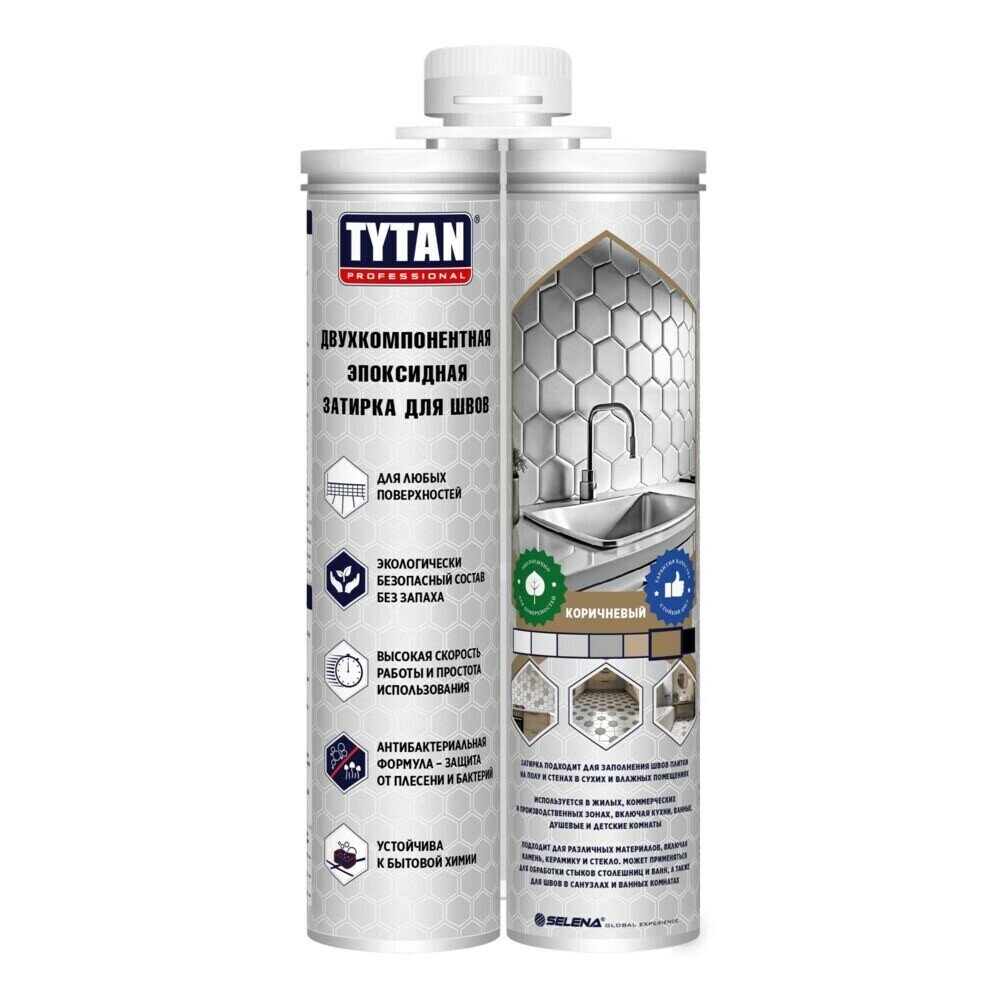 Герметик эпоксидный для швов Tytan Professional двухкомпонентный коричневый 400 мл