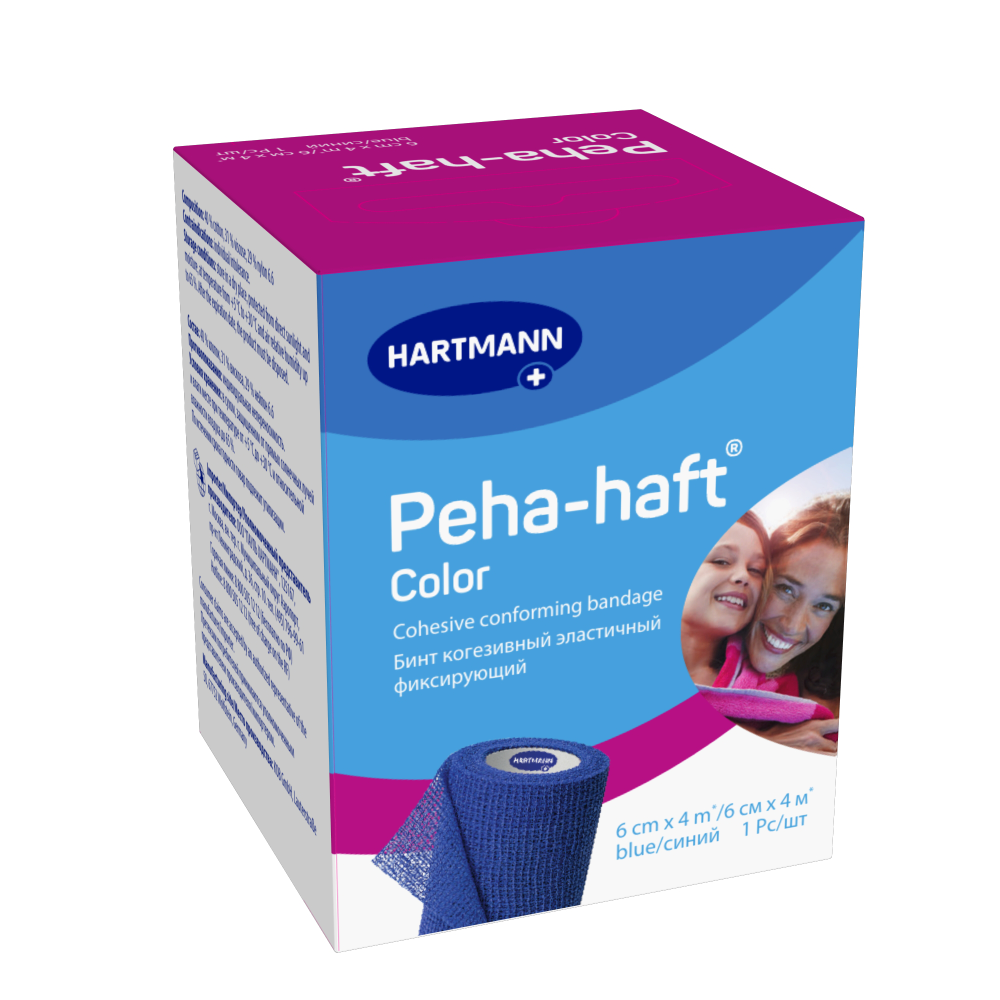 Бинт peha-haft color 6 смх4 м/синий когезивный эластичный фиксирующий