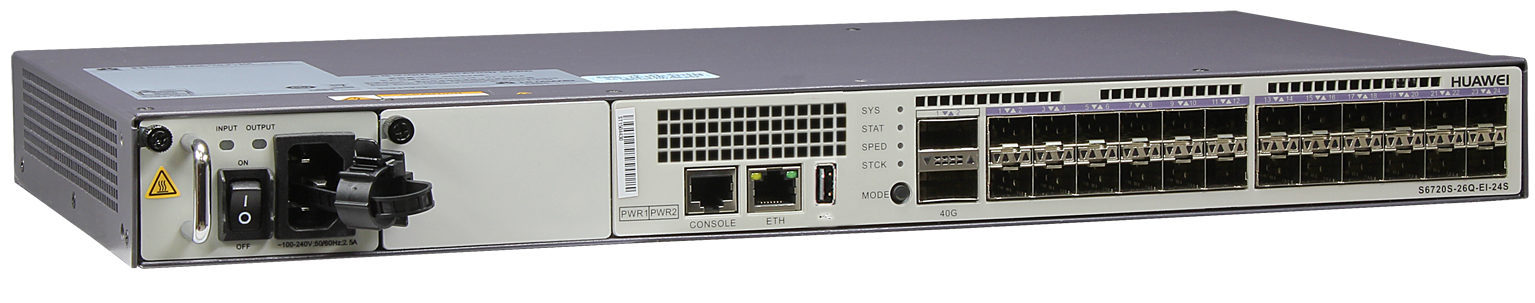 Коммутатор HUAWEI S6720S-26Q-EI-24S-AC Bundle 24 10G SFP+, 2 40G QSFP+, with 170W AC power supply)