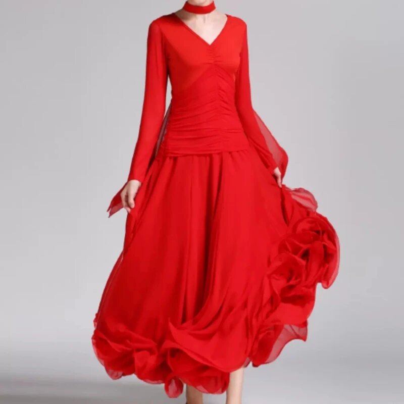 BOLOVE Платье для бальных танцев из полиэстера Красный, XXL, Red