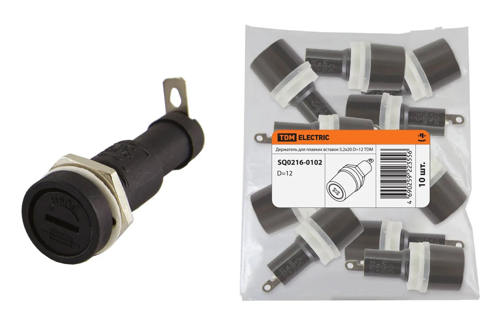 Держатель TDM для плавких вставок ДПВ 5х20, d12мм {SQ0216-0102} (1 шт)