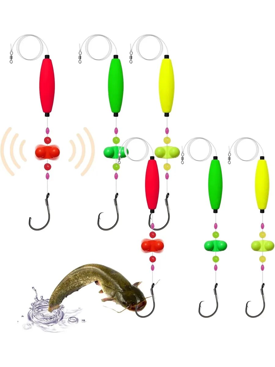 Набор для ловли сома снастей Крючки 6/0-8/0 Длина 23 дюйма