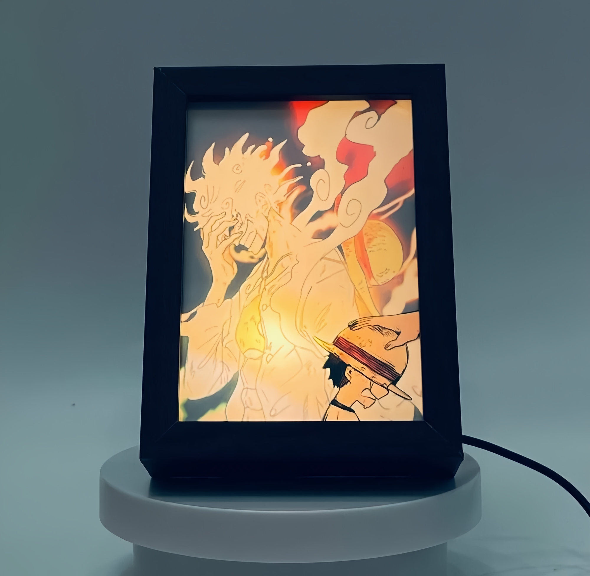 Ночник светильник картина в рамке из аниме Ван Пис (One Piece) - Монки Д. Луффи (Monkey D. Luffy) тип 4