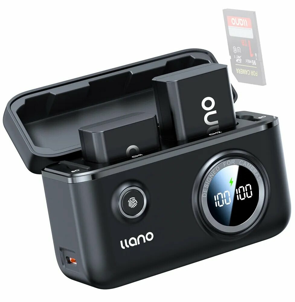 Llano Зарядное устройство NP-W126 с 2 1140mAh аккум Type-C + слот SD для Fuji XS10 X-T1 T2 T3 T10 T20 T30 X-Pro1 2 3, быстрая зарядка