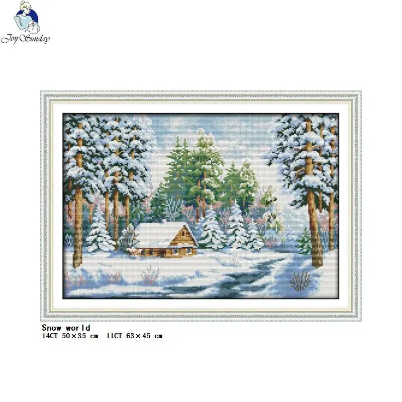 Зимняя серия домик, наборы для вышивки крестом, 14CT, 11CT, набор для вышивания, сделай сам, пейзажный узор, рукоделие, украшение для дома, живопись