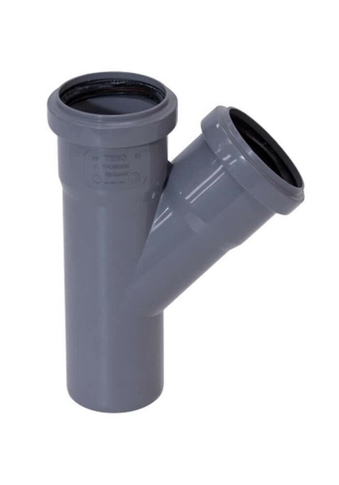 Тройник для внутренней канализации TEBO TRD0000023610, полипропилен, 50х50 мм, 45 градусов