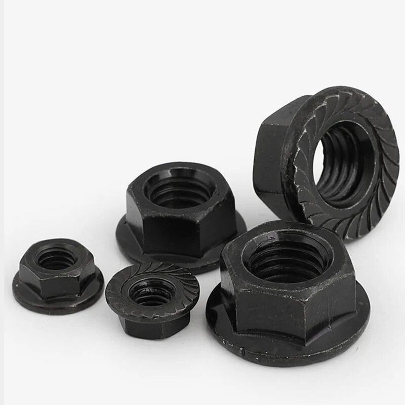Шестигранные фланцевые гайки из углеродистой стали M2-M16 M10-2pcs, Black Zinc